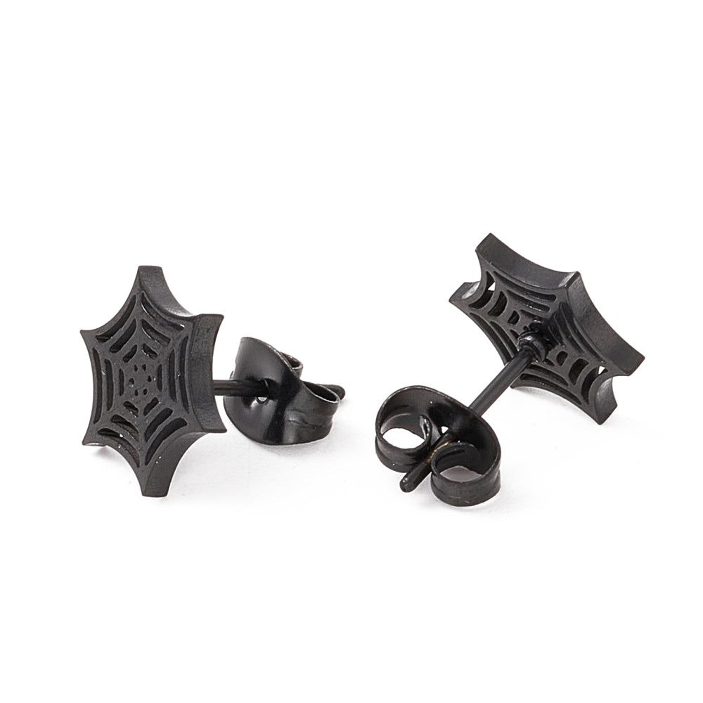 Black cobweb stainless steel stud add ons - 1 pair – Clay By Design Aus