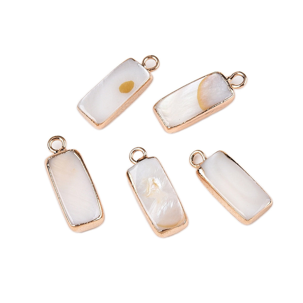 Small Rectangle gold border shell charms x 4 pieces – Clay By Design Aus