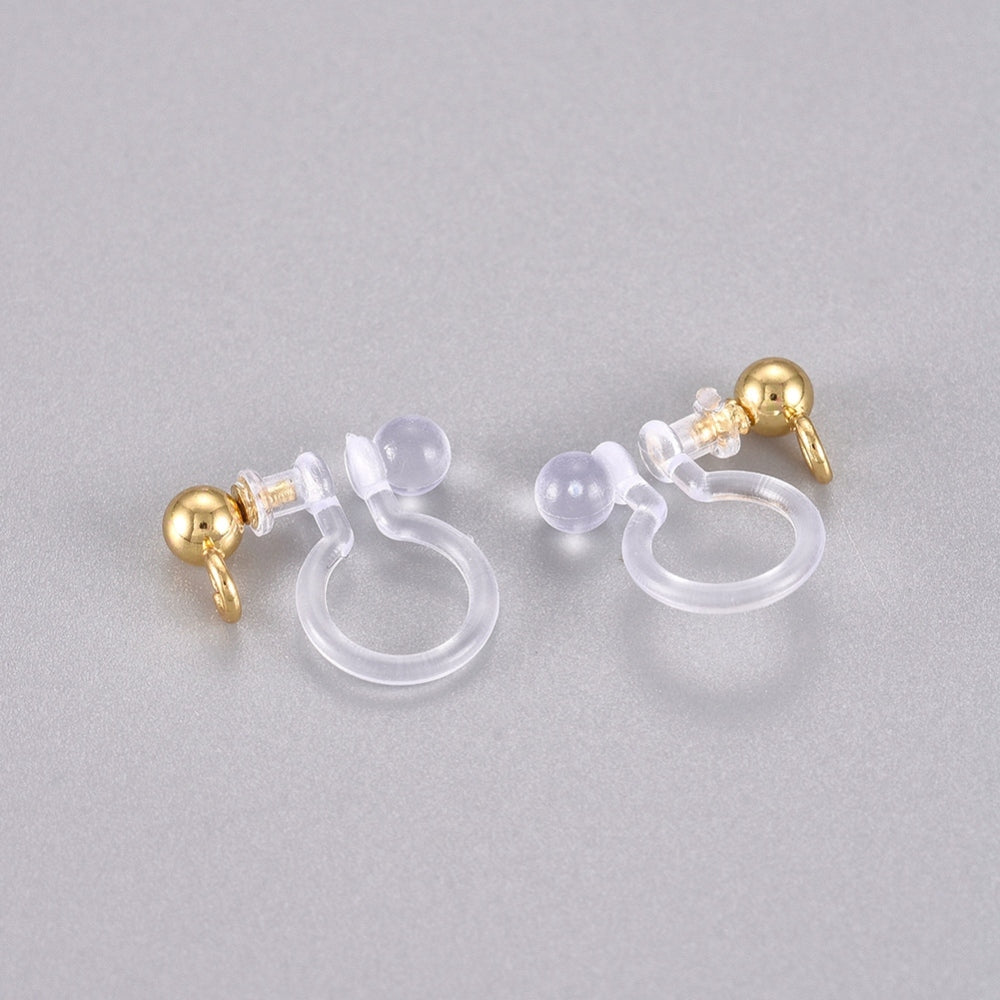 Genuine 18K gold played Clip on 3.5mm ball 201 stainless steel & plast ...