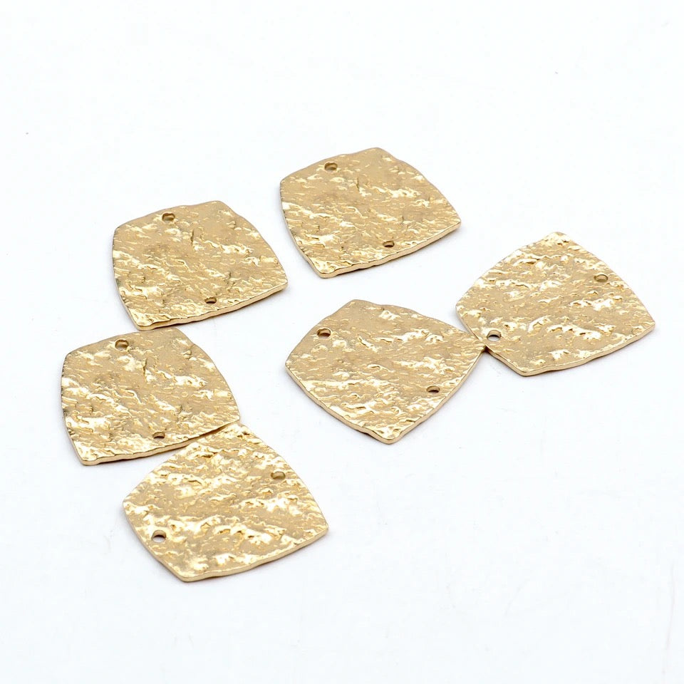 Gold plated trapezoid double hole connector charm x 6 pieces – Clay By ...