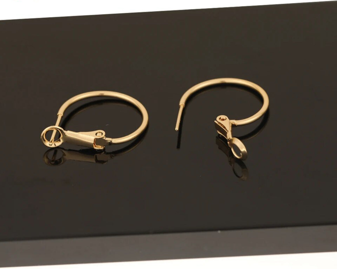 3cm Genuine 18K gold plated lever back hoops x 6 – Clay By Design Aus
