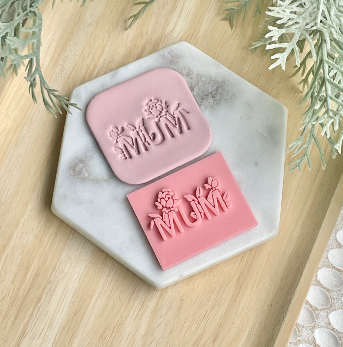 Floral "MUM" writing stamps – Clay By Design Aus