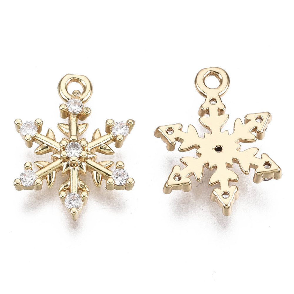 Gold plated snowflake with diamante charms x 6 pieces – Clay By Design Aus